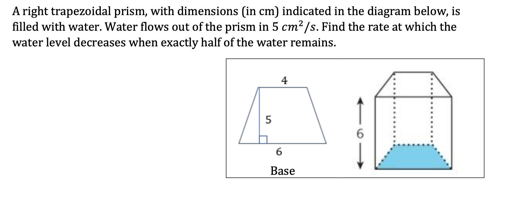 Solved A right trapezoidal prism, with dimensions (in cm) | Chegg.com