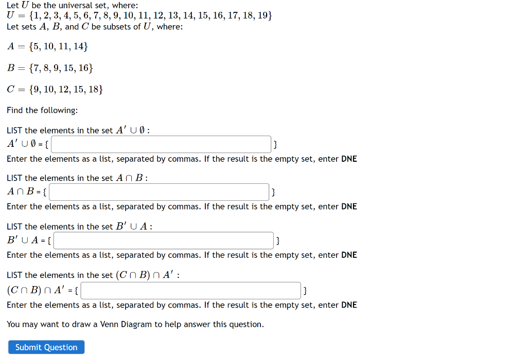 Solved Let U be the universal set, where: U = {1, 2, 3, 4, | Chegg.com