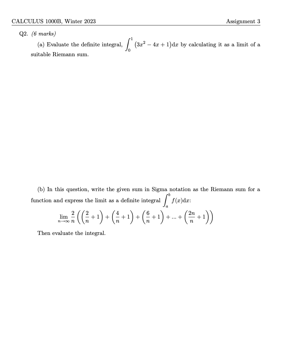 Solved Q2. (6 marks) (a) Evaluate the definite integral, | Chegg.com