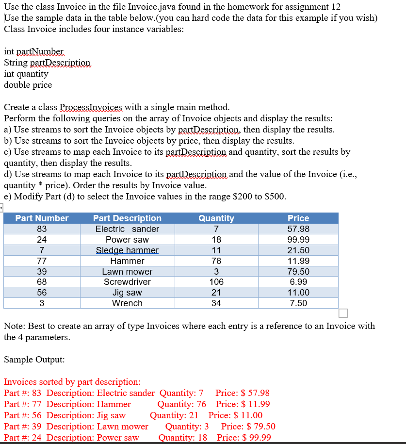 Solved Use the class Invoice in the file Invoice.java found | Chegg.com