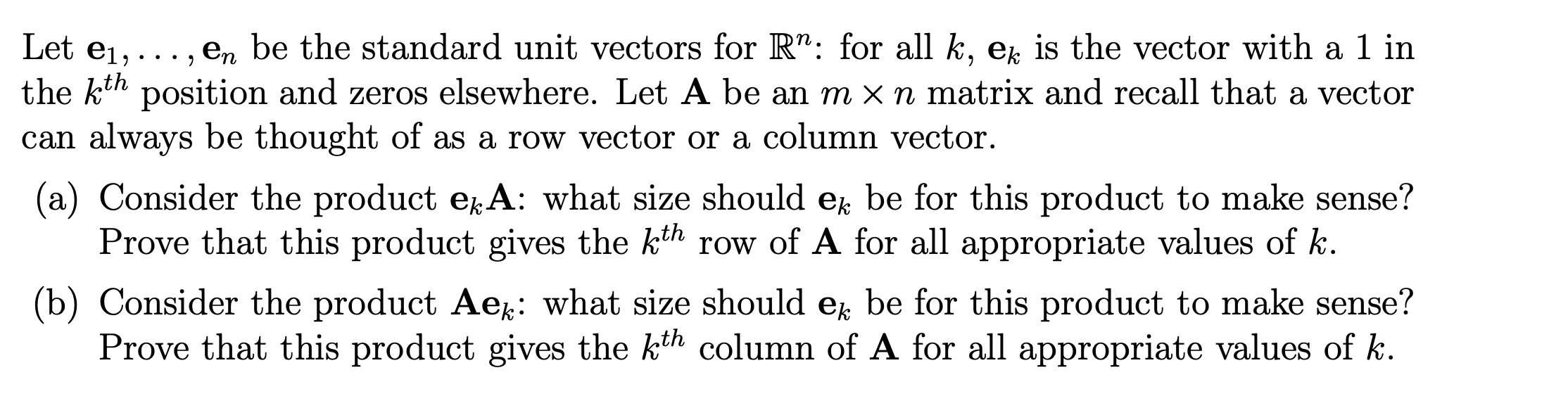 Solved > Let e1,..., en be the standard unit vectors for Rņ: | Chegg.com