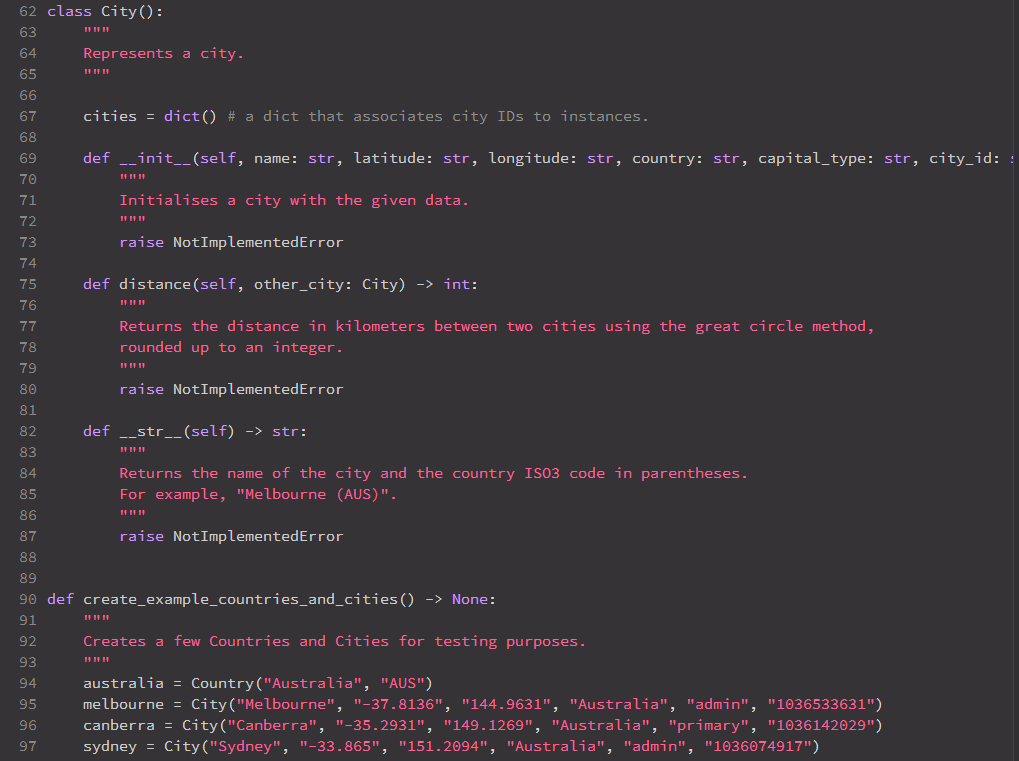 Solved Task - Create a class City and a class Country by | Chegg.com