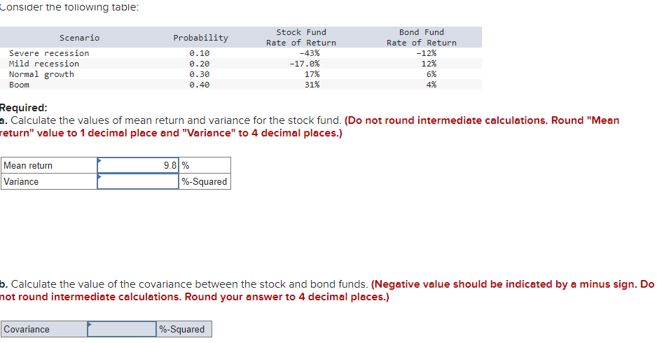 Solved Consider the tollowing table: Required: a. Calculate | Chegg.com