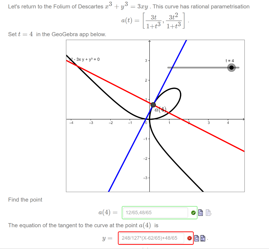 Solved Let's return to the Folium of Descartes . This curve | Chegg.com