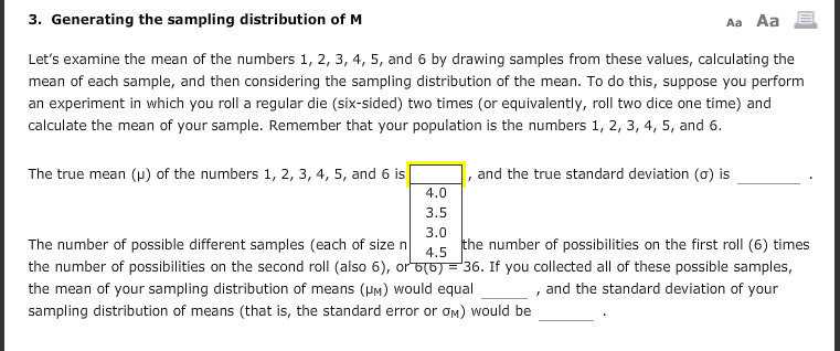 Solved 3. Generating the sampling distribution of M Aa Aa | Chegg.com