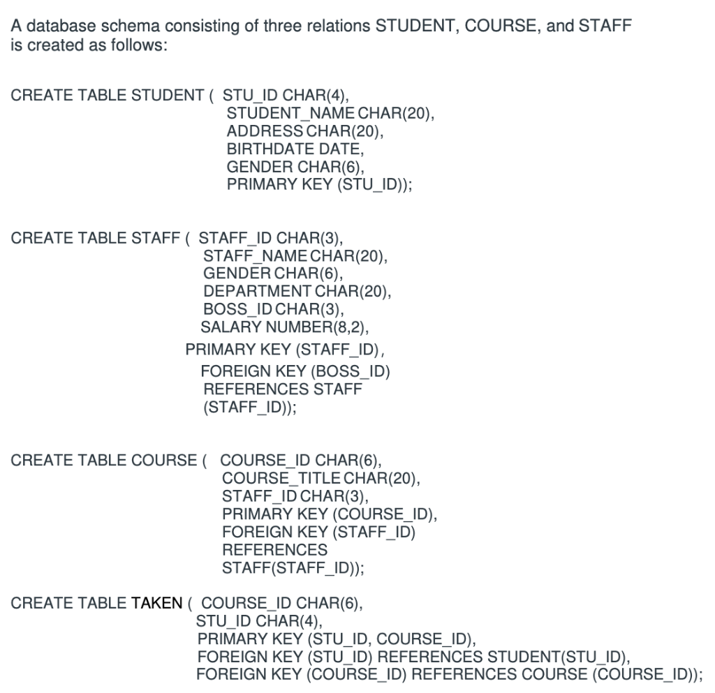 Solved (a) Find the name of every staff member whose salary | Chegg.com