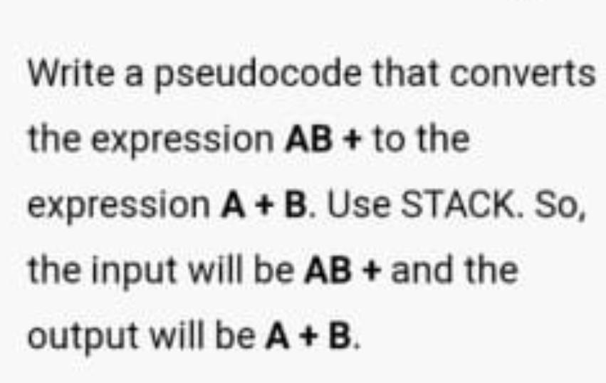 Solved Write A Pseudocode That Converts The Expression Ab 