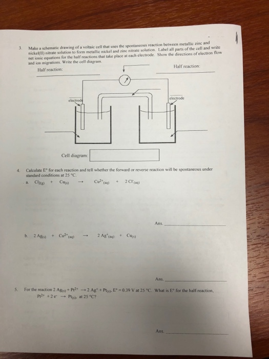 Solved 3. Make a schematic drawing of a voltaic cell that | Chegg.com