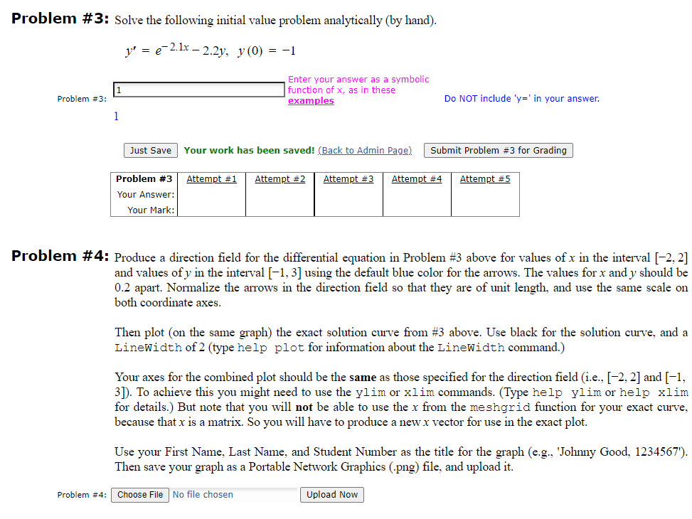 Solved Problem #3: Solve the following initial value problem | Chegg.com