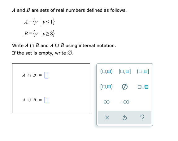 Solved A and B are sets of real numbers defined as follows. | Chegg.com