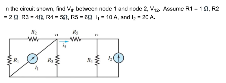 Solved In the circuit shown, find Vth between node 1 and | Chegg.com