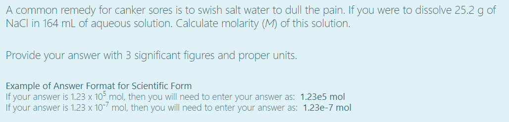 Solved A common remedy for canker sores is to swish salt | Chegg.com