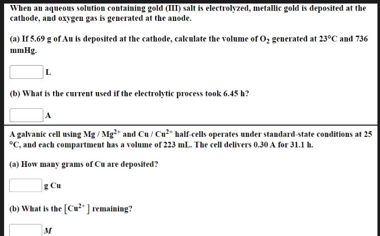 Solved When an aqueous solution containing gold (III) salt | Chegg.com