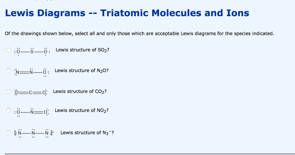 Solved Lewis Diagrams Triatomic Molecules and Ions Of the | Chegg.com