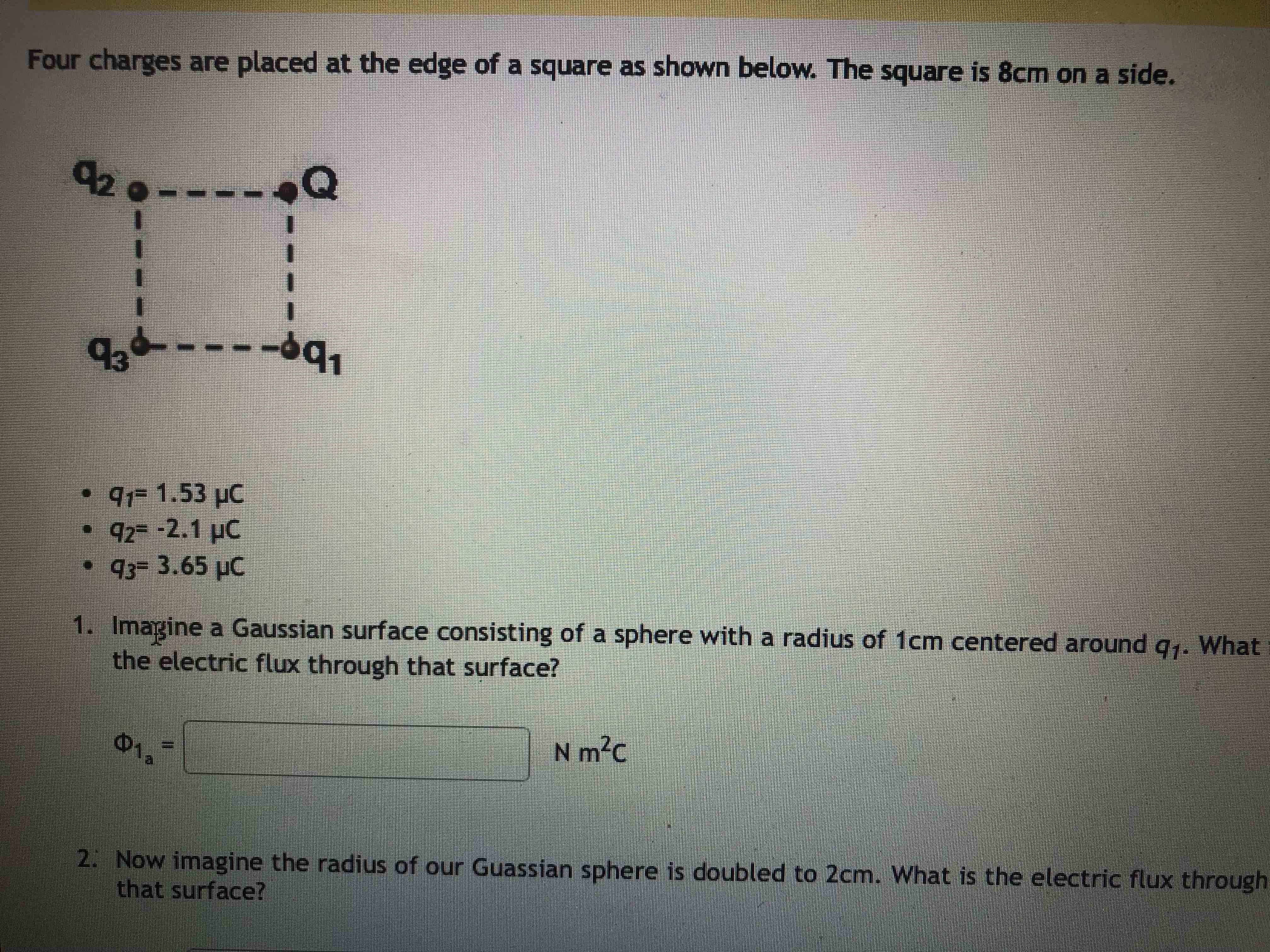Solved four charges are placed at the edge of a square as | Chegg.com