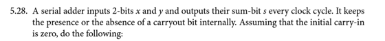 Solved 5.28. A serial adder inputs 2-bits x and y and | Chegg.com