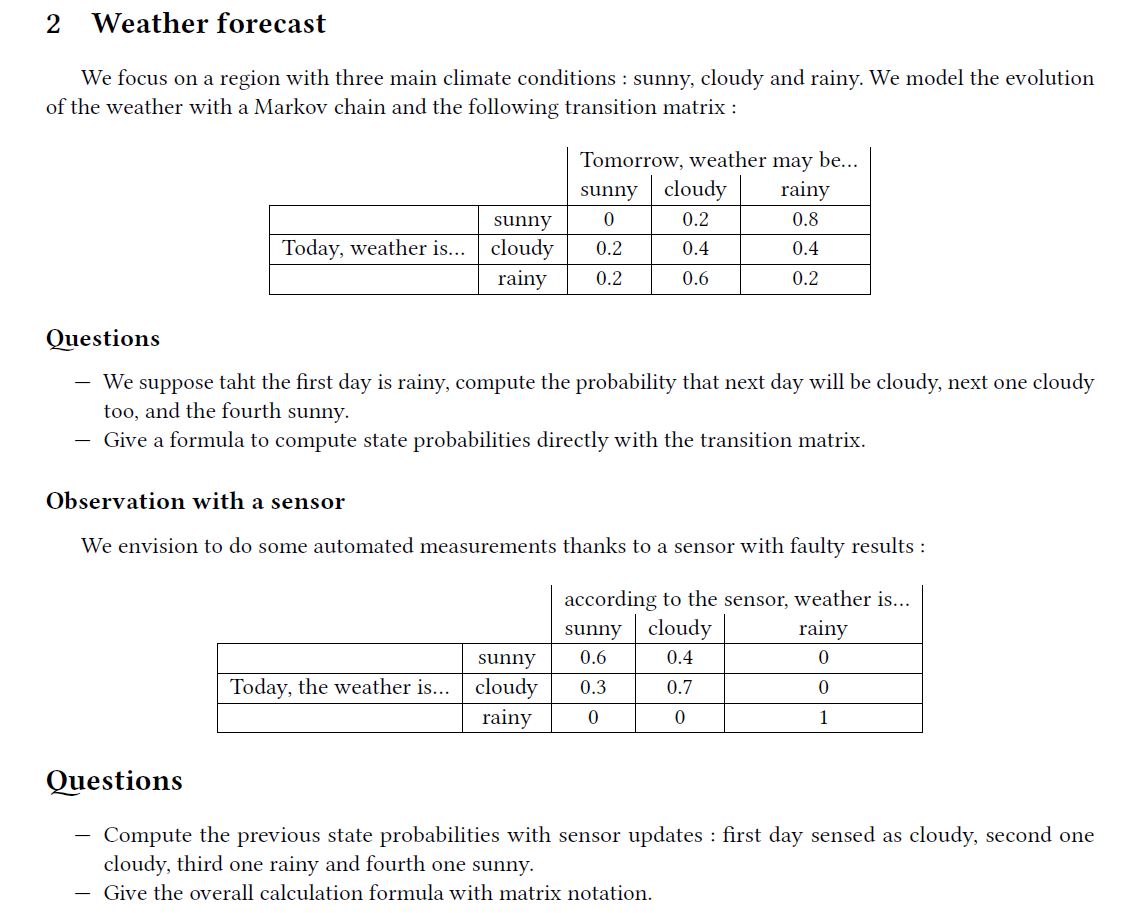 Solved 2 ﻿Weather forecastWe focus on a region with three | Chegg.com