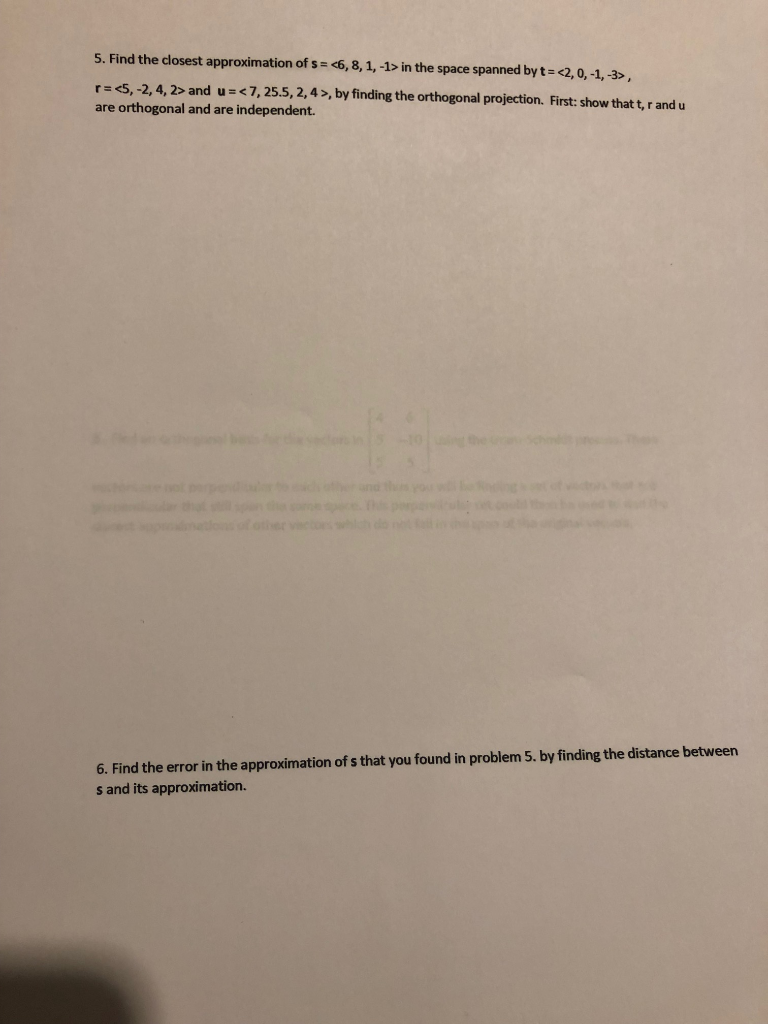 Solved 5. Find the closest approximation of s= | Chegg.com