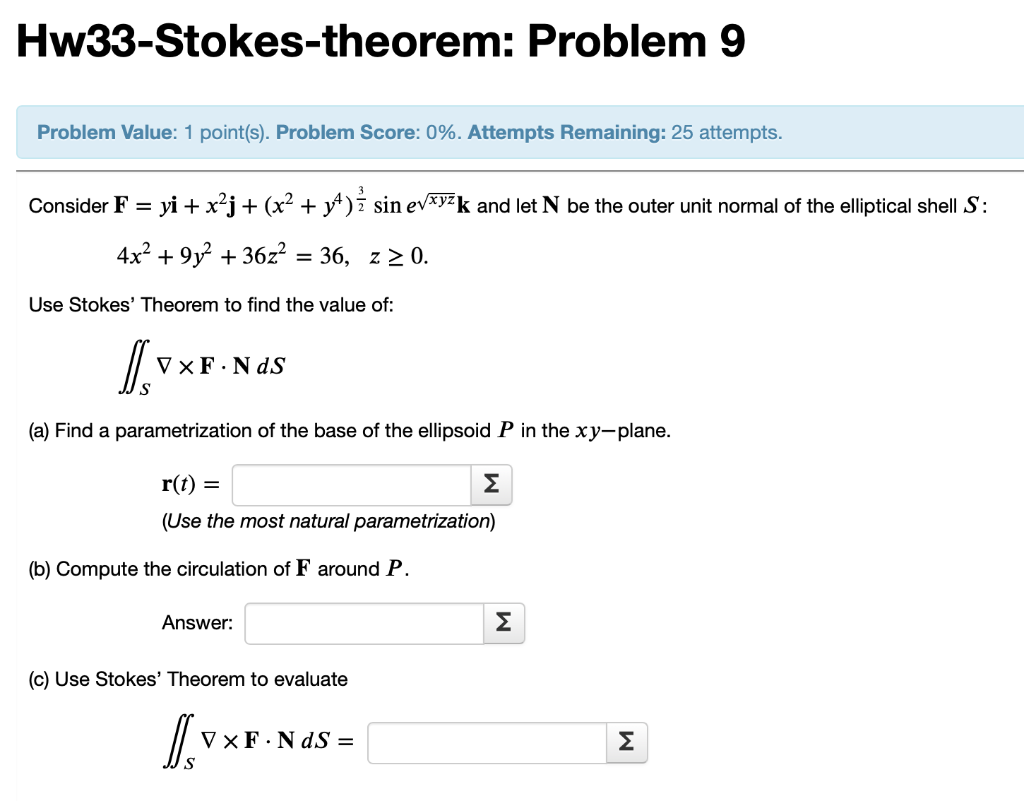 Solved Hw33-Stokes-theorem: Problem 9 Problem Value: 1 | Chegg.com