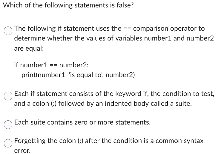 Solved Which of the following statements is false? The | Chegg.com