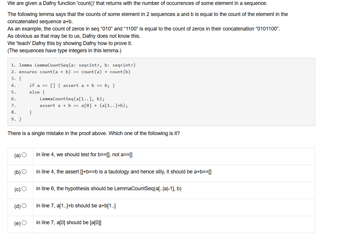 We are given a Dafny function 'count()' that returns | Chegg.com
