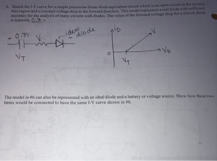 Solved 6. Sketch the l-V curve for a simple piecewise-linear | Chegg.com