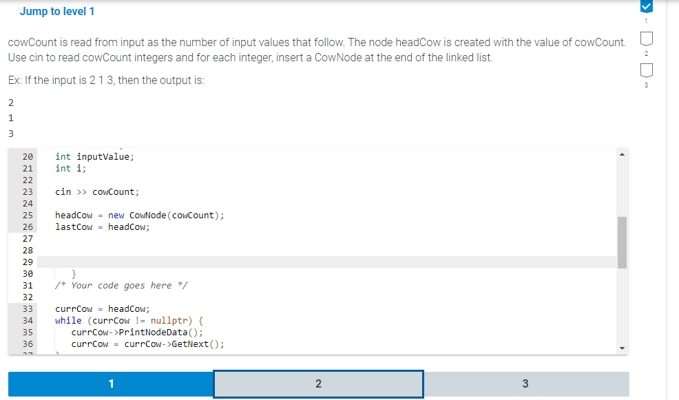Solved Jump to level 1 cowCount is read from input as the | Chegg.com