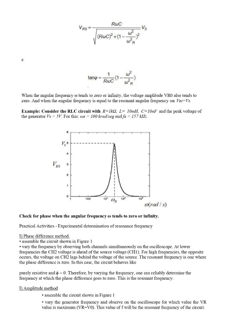 Solved RLC CIRCUIT IN ALTERNATING CURRENT - RESONANCE | Chegg.com