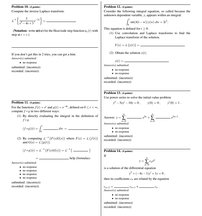 Solved Problem 10. (4 points) Compute the inverse Laplace | Chegg.com
