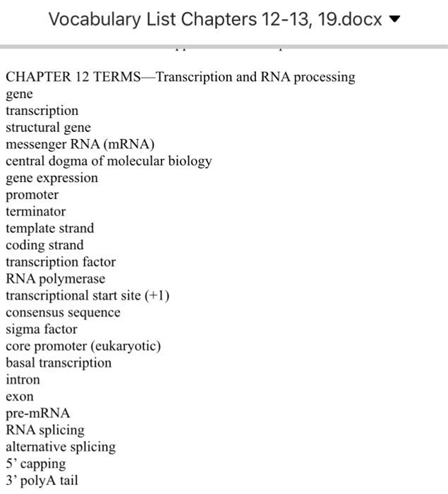 Solved Vocabulary List Chapters 12-13, 19.docx v CHAPTER 12 | Chegg.com