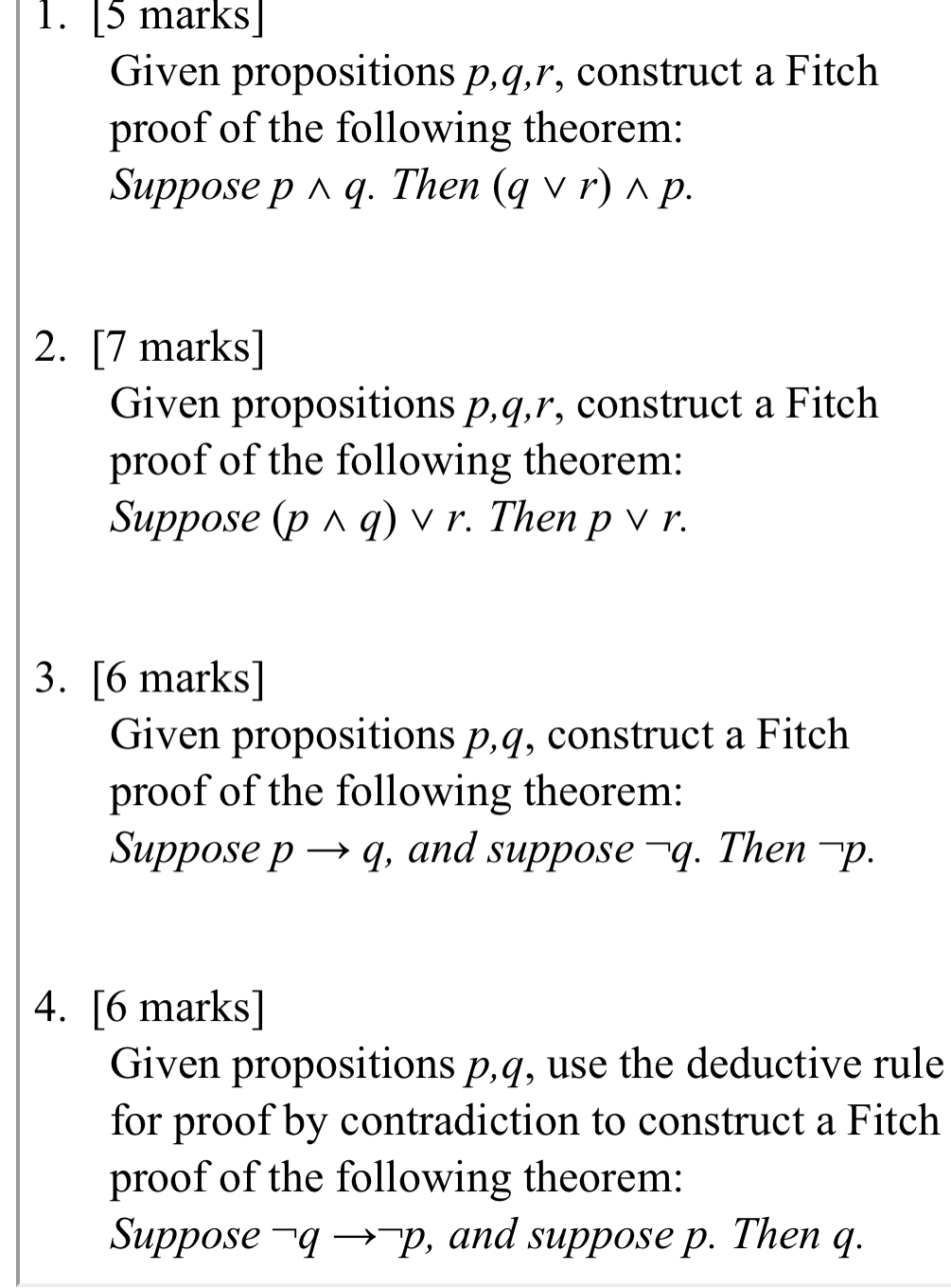 Solved 1. [5 marks] Given propositions p,q,r, construct a | Chegg.com