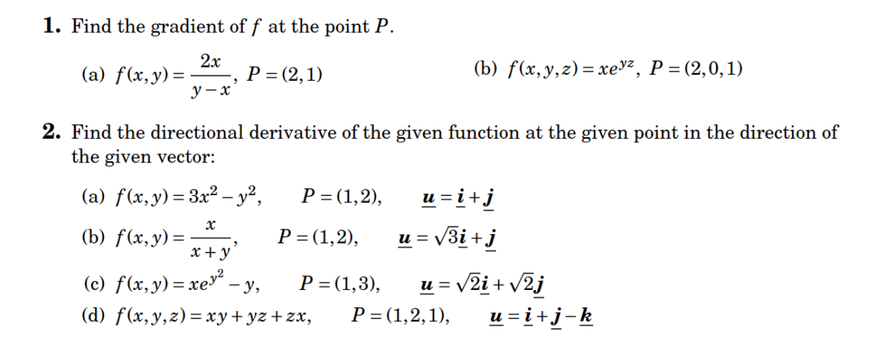 Solved 1. Find the gradient of f at the point P. (a) | Chegg.com