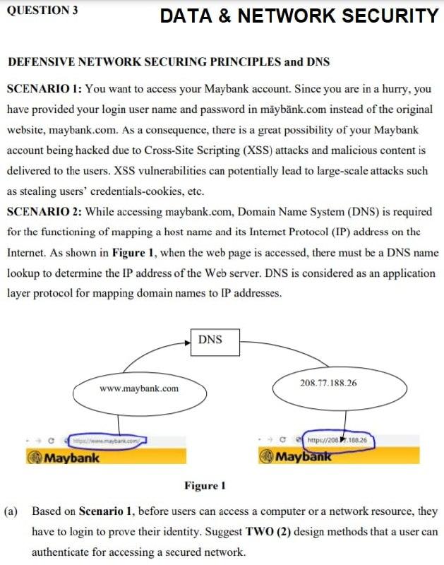 QUESTION 3 DATA & NETWORK SECURITY DEFENSIVE NETWORK | Chegg.com
