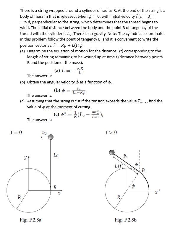 There is a string wrapped around a cylinder of radius | Chegg.com
