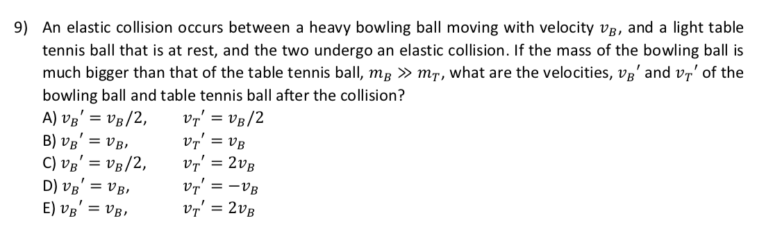 Solved 9) An elastic collision occurs between a heavy | Chegg.com