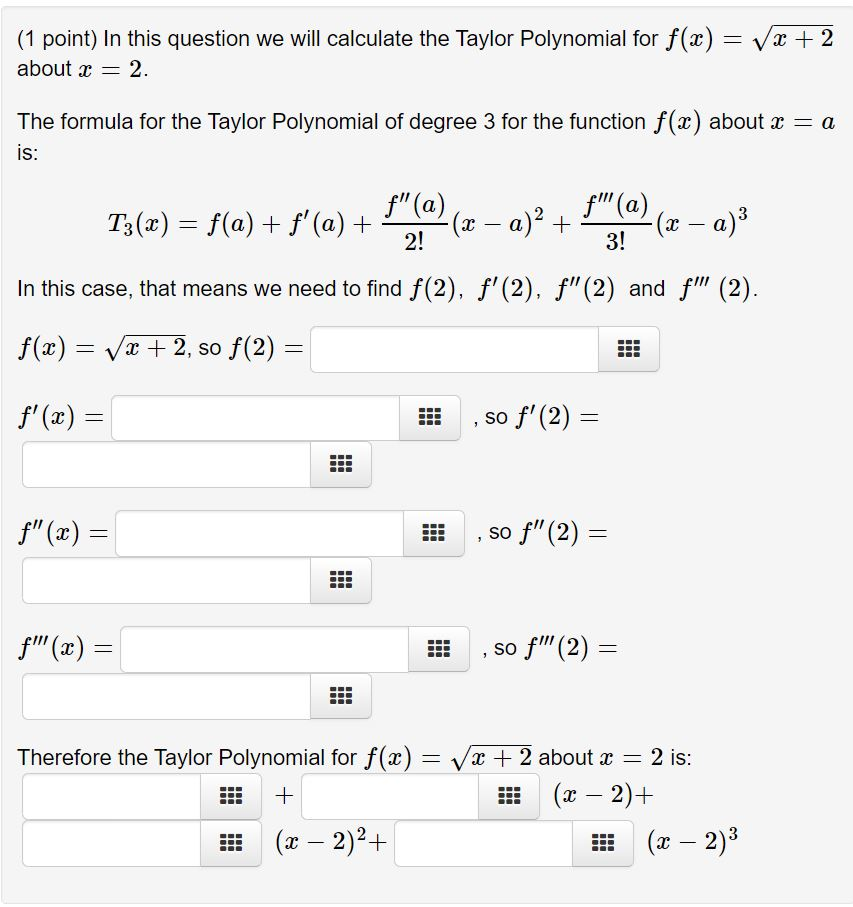 Solved (1 point) In this question we will calculate the | Chegg.com