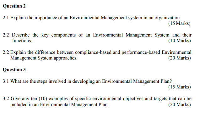 Solved Question 2 2.1 Explain the importance of an | Chegg.com