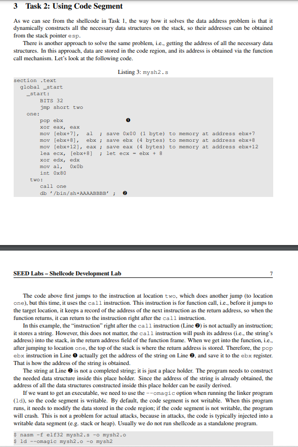 Please help me in this SEED lab (Shellcode | Chegg.com