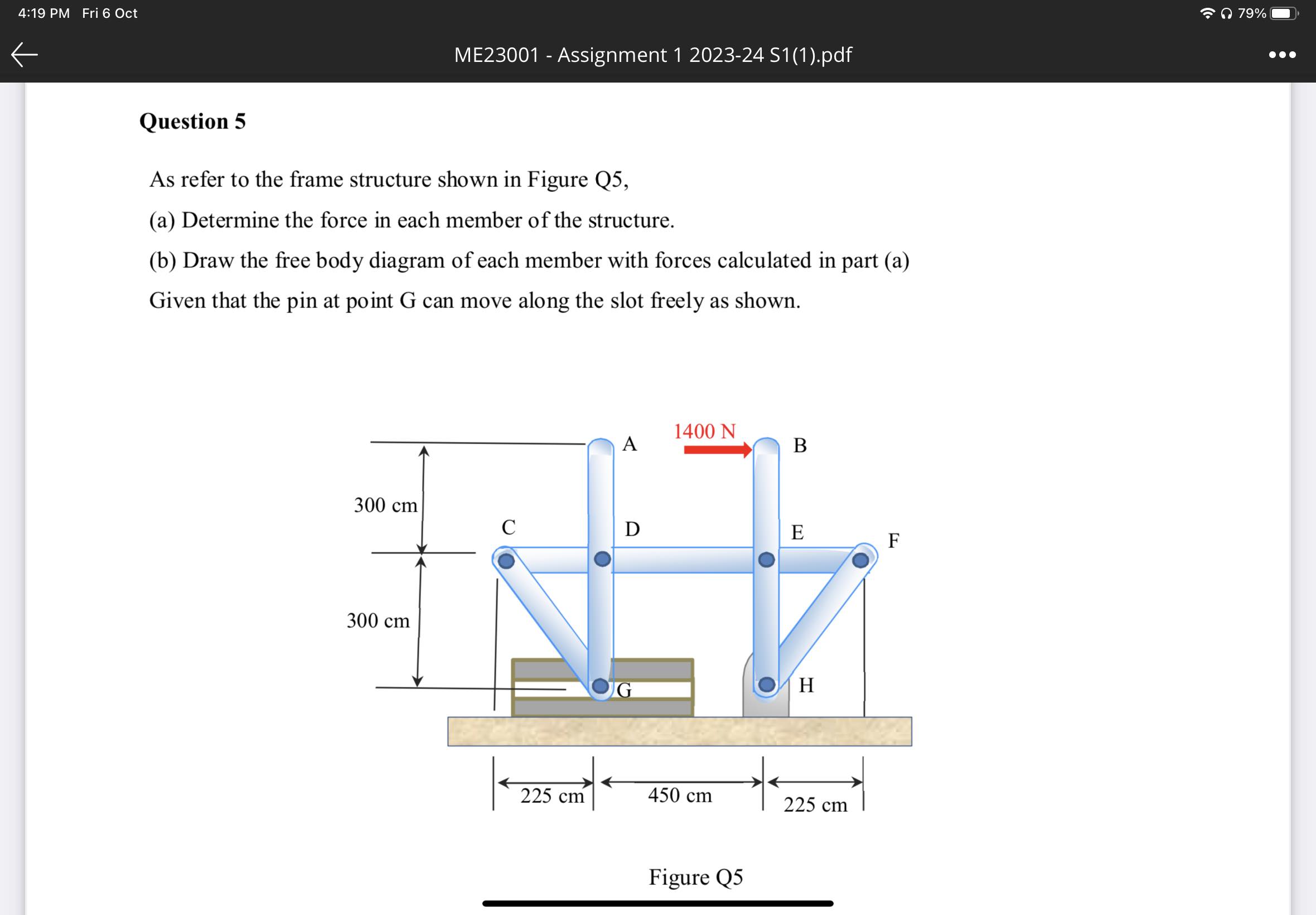 Solved As refer to the frame structure shown in Figure Q5, | Chegg.com