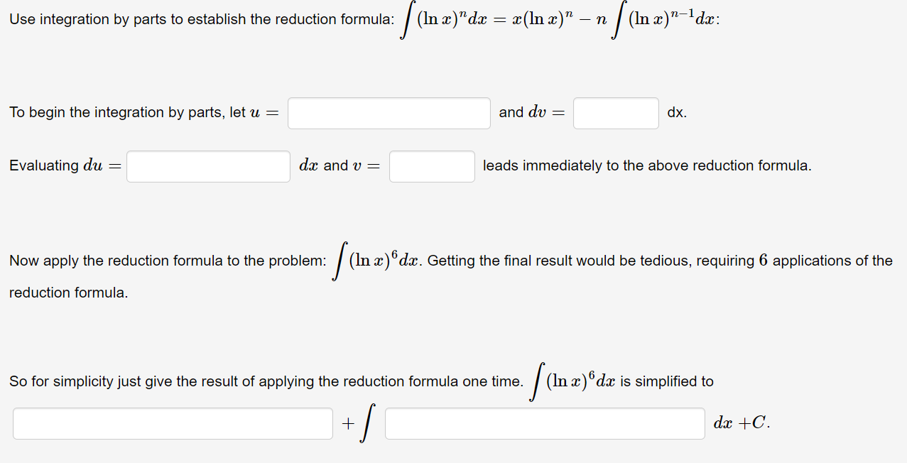 Solved Use integration by parts to establish the reduction | Chegg.com