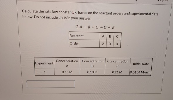 Solved Calculate the rate law constant, k, based on the | Chegg.com