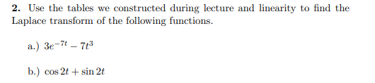 Solved 2. Use the tables we constructed during lecture and | Chegg.com