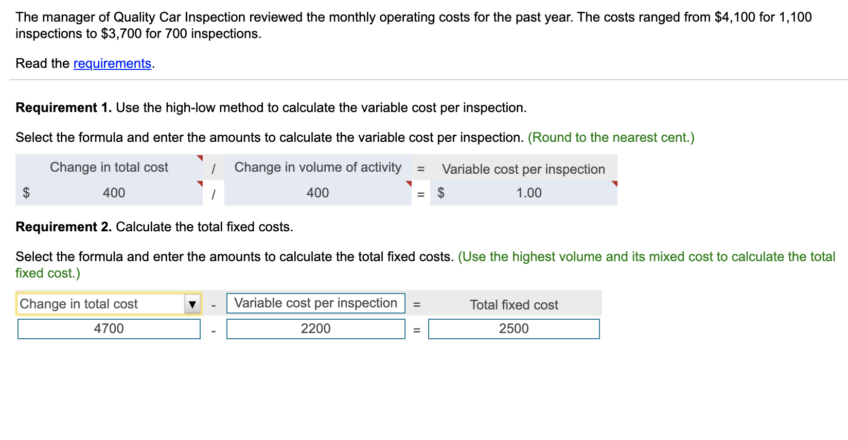 Solved The manager of Quality Car Inspection reviewed the | Chegg.com