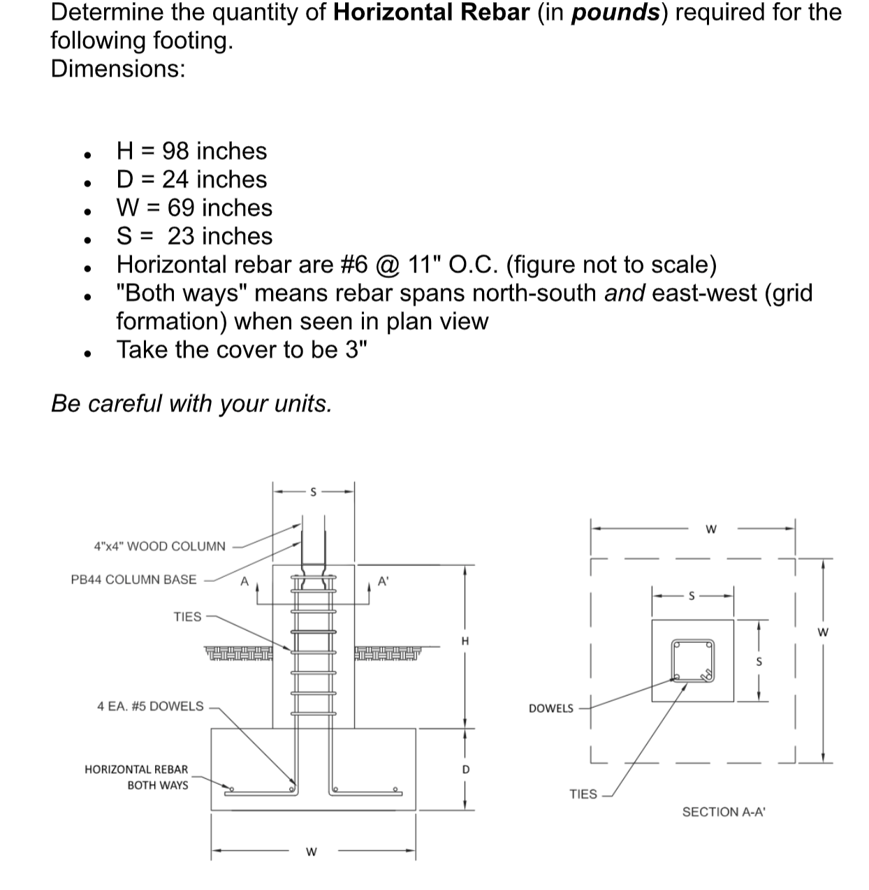 Solved Determine the quantity of Horizontal Rebar (in | Chegg.com
