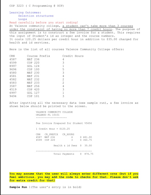 Solved COP 3223 { С Programming @ UCF) Learning Outcomes: | Chegg.com