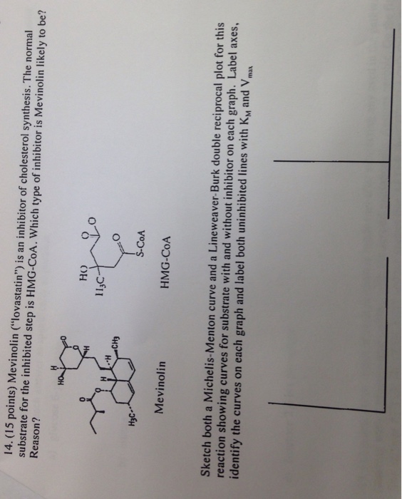 Solved 14. (15 points) Mevinolin ("lovastatin") is an | Chegg.com