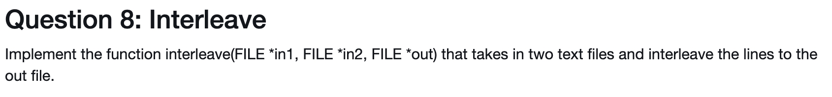 Solved Question 8: Interleave Implement the function | Chegg.com