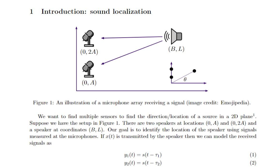 Solved 1 Introduction: sound localization (0,2A) (0, A) (B, | Chegg.com