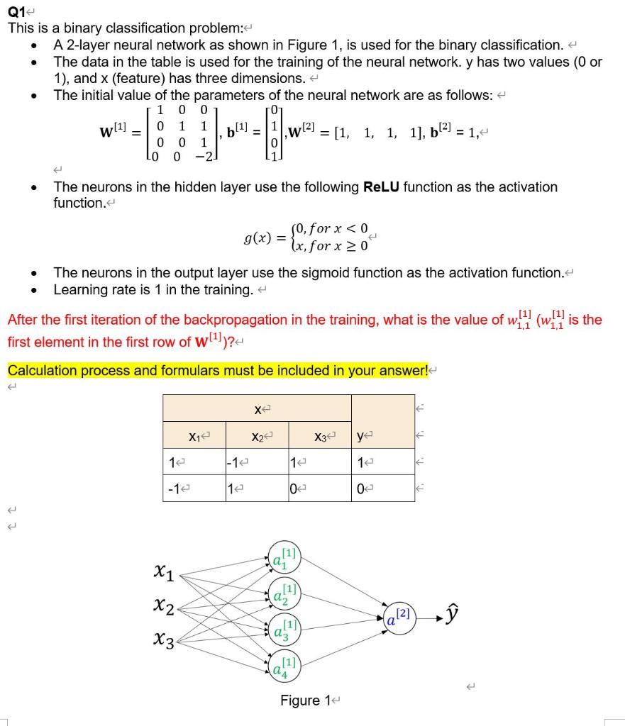 Solved Q1 This is a binary classification problem:- A | Chegg.com