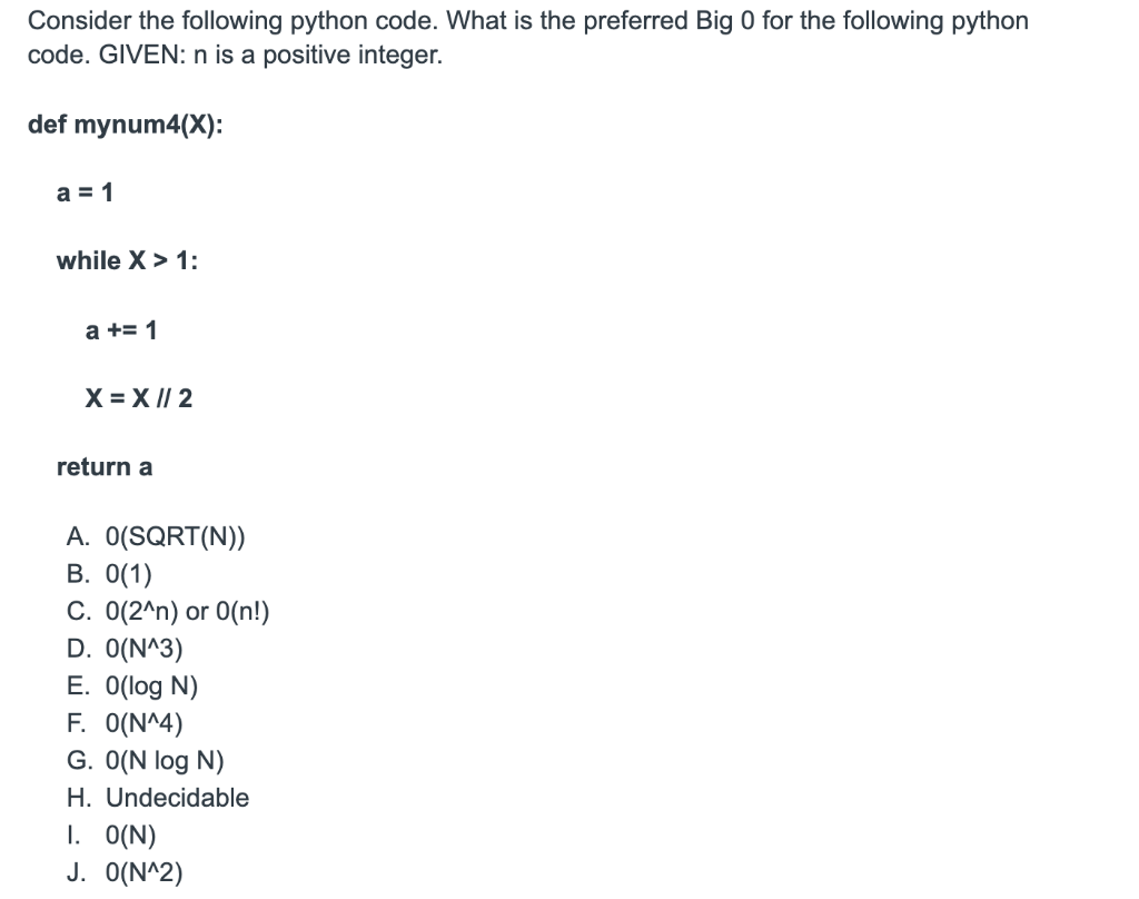 Solved Consider the following python code. What is the | Chegg.com